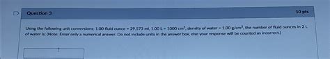 solved question 310ptsusing the following unit conversions