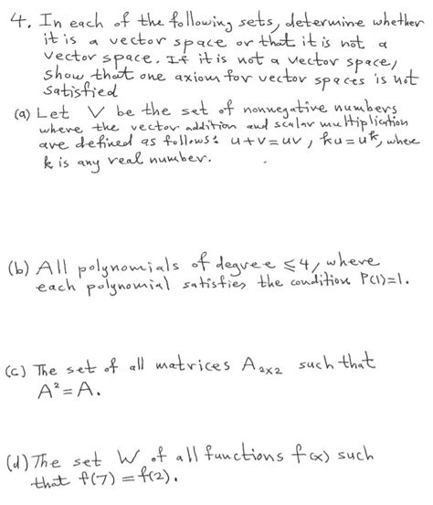 Solved In Each Of The Following Sets Determine Whether Chegg
