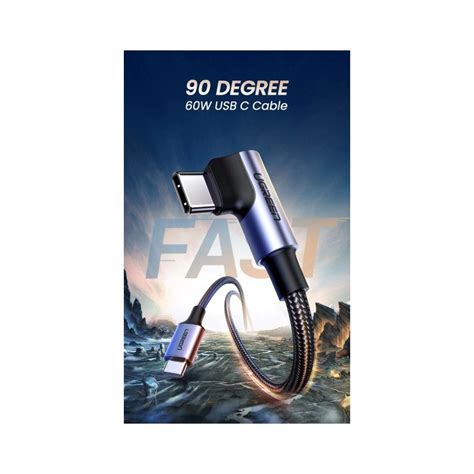 Cable Ugreen Us255 80714 Usb C To Angled Usb C Pd60w 3m Alu Braided Electroslab