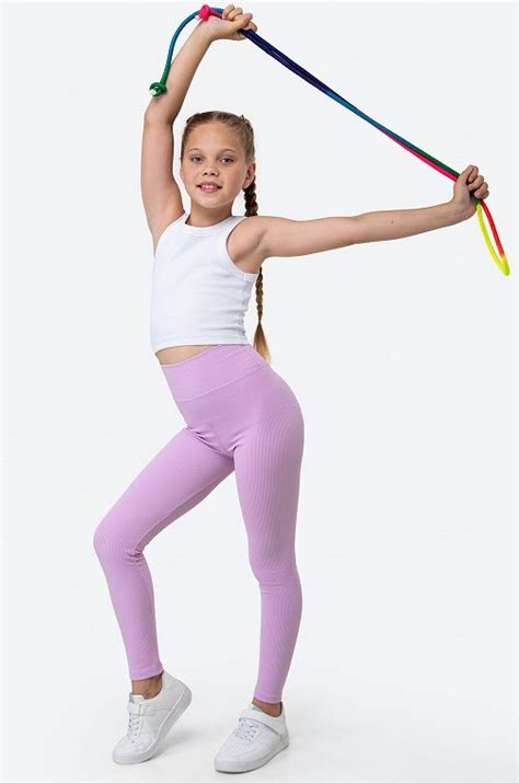 Лосины в рубчик для девочки Happyfox 6690680 фиолетовый купить оптом в