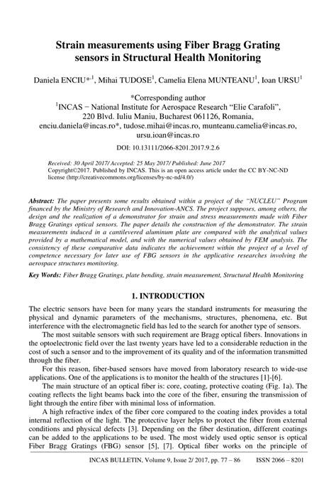 Pdf Strain Measurements Using Fiber Bragg Grating Sensors In Structural Health Monitoring