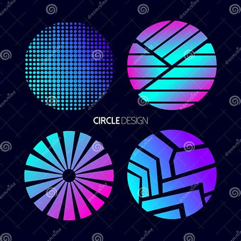 Circle Design Set With Abstract Geometry Shapes Stock Vector