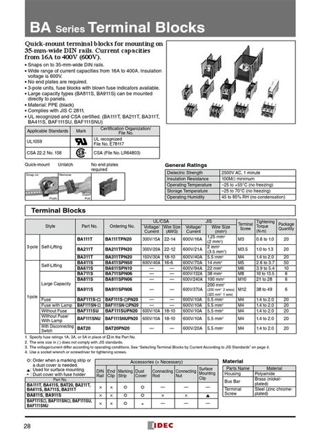 Catalog Terminal Block Idec Pdf Screw Fuse Electrical