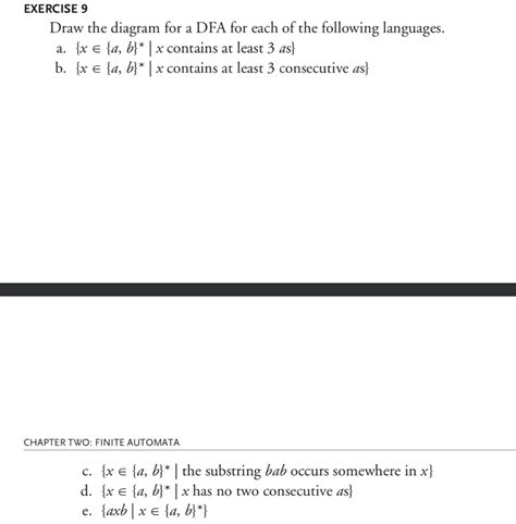 Solved Exercise 9 Draw The Diagram For A Dfa For Each Of The