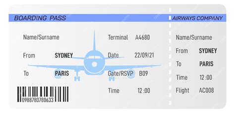 Premium Vector Plane Ticket Template Realsitic Airline Boarding Pass
