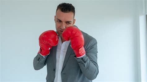 권투 장갑을 끼고 흰색 배경에 펀치 또는 가드를 착용 하는 사업가 격투기에 대한 스톡 사진 및 기타 이미지 격투기 경영자