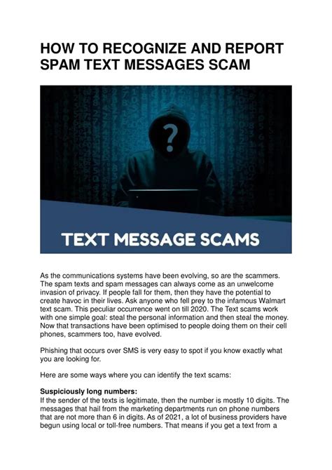 PPT HOW TO RECOGNIZE AND REPORT SPAM TEXT MESSAGES SCAM Converted PowerPoint Presentation ID