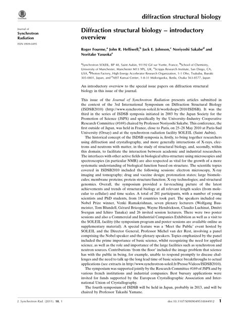 Pdf Diffraction Structural Biology Introductory Overview