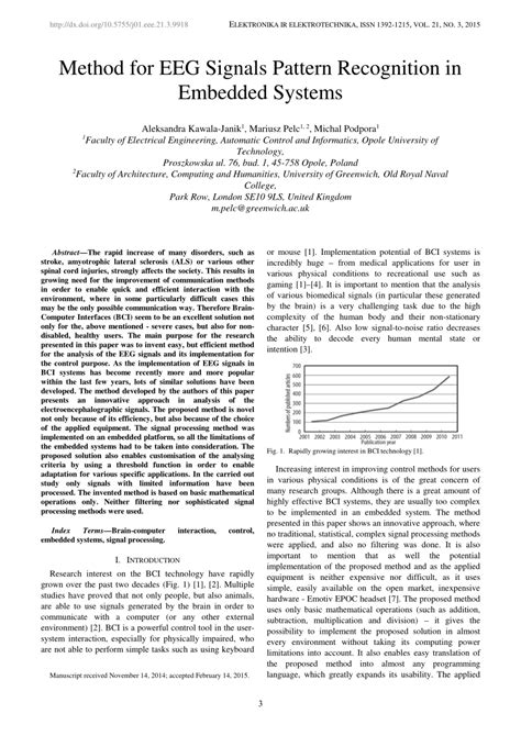Pdf Method For Eeg Signals Pattern Recognition In Embedded Systems