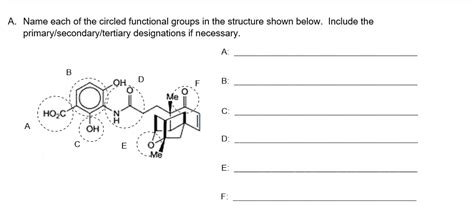 Solved A Name Each Of The Circled Functional Groups In The