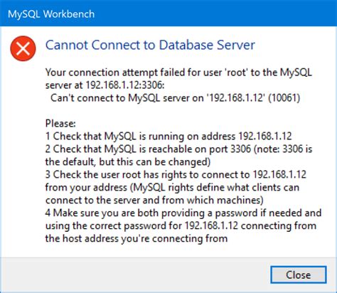solución al error 10061 al conectar a un servidor mysql mariadb