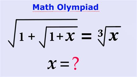 Math Olympiad A Nice Radical Problem Vijay Maths Youtube