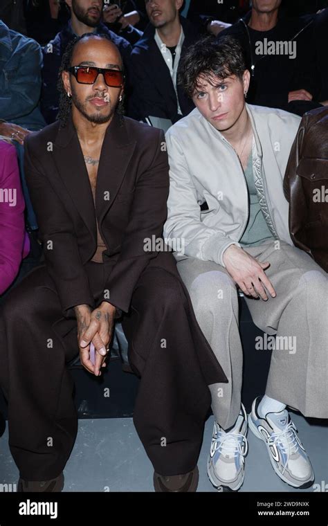 Lewis Hamilton And Raphael Quenard Attends Dior Fashion Show During The Paris Menswear Fall