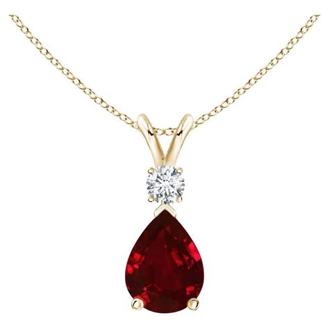 Angara 1 15ct Ruby Teardrop Pendant With Diamond In 14k Rose Gold For