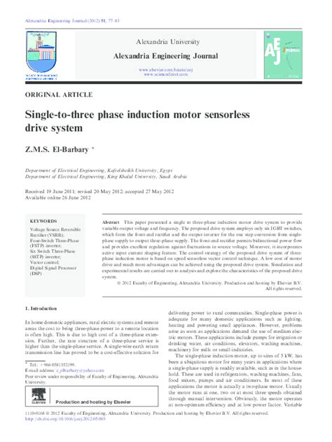 Pdf Single To Three Phase Induction Motor Sensorless Im Drive System
