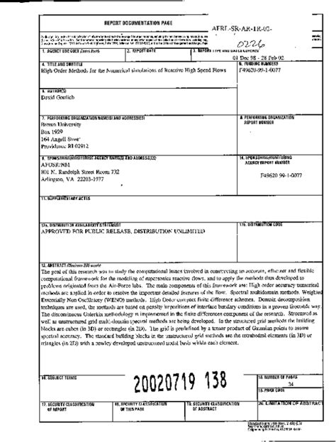Pdf High Order Methods For The Numerical Simulations Of Reactive High Speed Flows