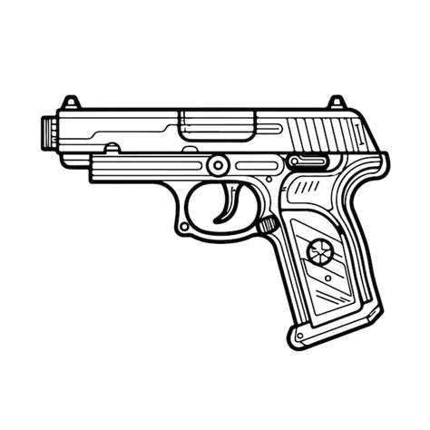 스케치 손으로 그린 단일 라인 아트 색칠 페이지 총의 날 프리미엄 벡터