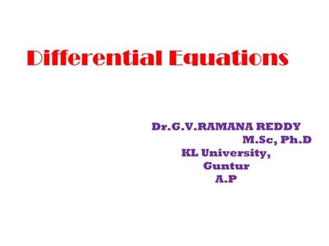 Differential Equation And Laplace Transform Ppt