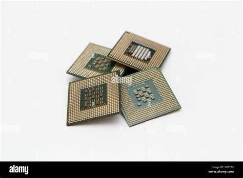Microprocessors And Microchips Of Computer And Electronic Equipment On A White Background Stock