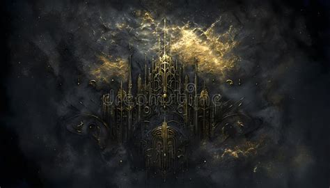 Fantasy Architecture Meets Cosmic Grandeur Stock Illustration Illustration Of Magical Dark
