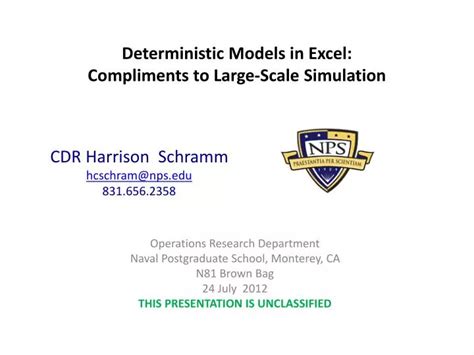 ppt deterministic models in excel compliments to large scale