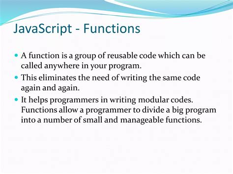 java script functions ppt