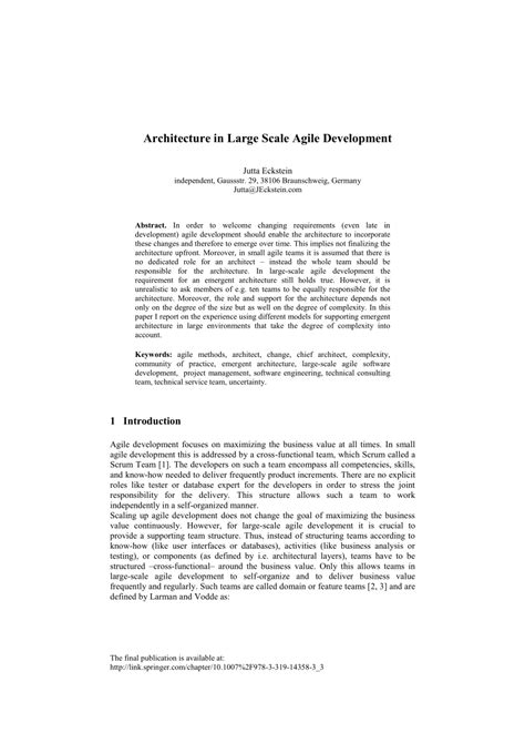 PDF Architecture In Large Scale Agile Development