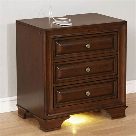 Furniture Of America Brandt Nightstand W Usb In Brown Cherry Cm73