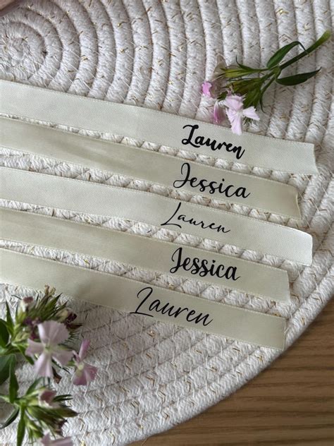 Ribbon Name Tag Personalised Wedding Ribbons And Cocktail Glass Name