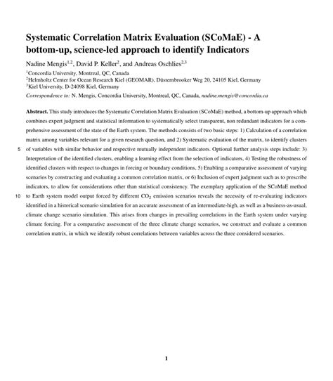 Pdf Systematic Correlation Matrix Evaluation Scomae A Bottom Up Natural Science Based