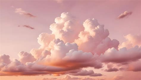 Serene Pink Sky With Soft White Clouds At Twilight Premium Ai Generated Image
