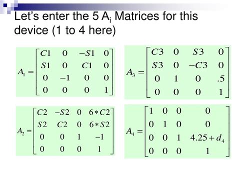 Ppt Using Mathematica For Matrix Math As It Applies In Robotic