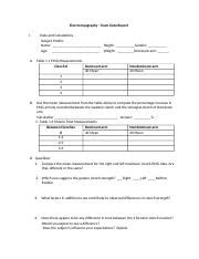 BIO2401 EMG Lab Report Template Docx Electromyography Team Data Report I Data And