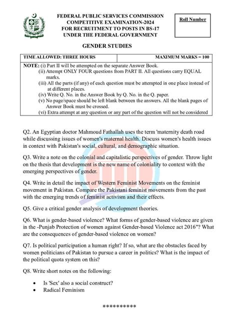 Css Gender Studies Paper 2024 Legalversity Css Gender Studies Paper 2024 Legalversity