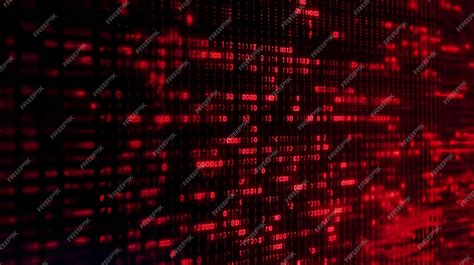 Premium Photo Red Abstract Binary Code Elements On A Dark Screen