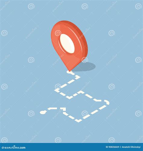 Red Pointer And Dotted Line Route GPS Navigation Cartoon Vector CartoonDealer Com 90826669