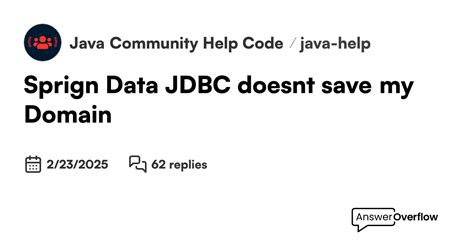 Sprign Data Jdbc Doesnt Save My Domain Java Community Help Code Learn