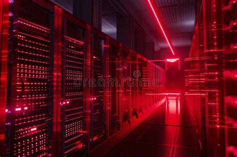 Shot Of Data Center With Multiple Rows Of Fully Operational Server Racks Neural Network Ai