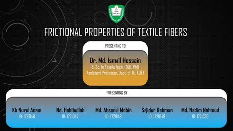 Frictional Properties Of Textile Fibers Ppt