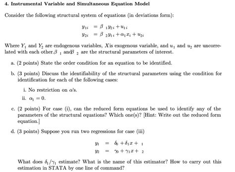 [solved] 4 Instrumental Variable And Simultaneous Solutioninn
