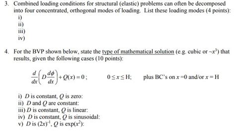 Solved 3 Combined Loading Conditions For Structural Chegg Com