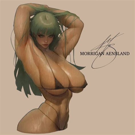 Ickpot Morrigan Aensland Darkstalkers Highres 1girl Armpits Arms Behind Head Arms Up