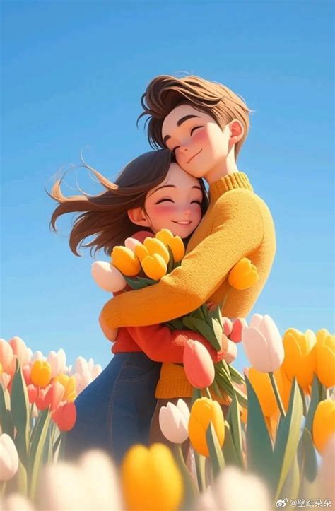 Couples And Nature 🫂💫🤍🌸 Love Cartoon Couple Animation Happy Couple
