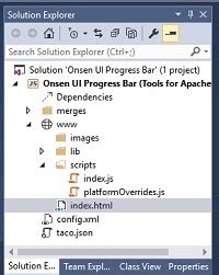 Using Progress Bar Control In Onsen UI Using Visual Studio