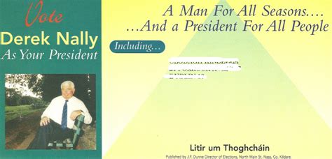 Derek Nally Independent 1997 Presidential Election Irish Election Literature