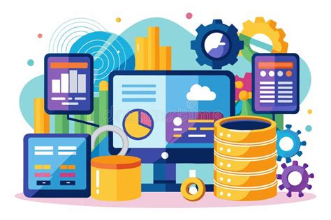 A Vibrant Digital Workspace Showcases Computer Screens Charts And