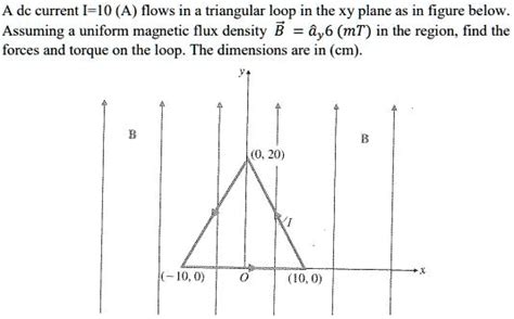 solved a dc current i 10 a flows in a triangular loop in the xy