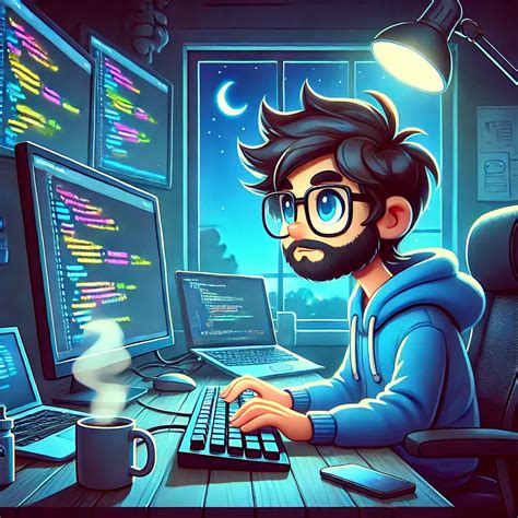 🌙 Midnight Coding Vibes Programmer In Action 💻 In 2025 Engineer Cartoon Tech Inspiration