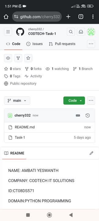 Yeswanth Ambati On Linkedin I Am Glad To Share My Codtech Internship Task1 Project In Python