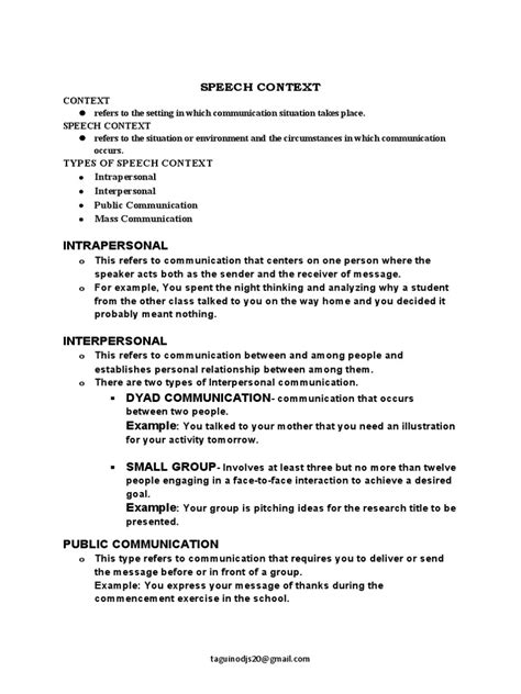 Speech Context Pdf